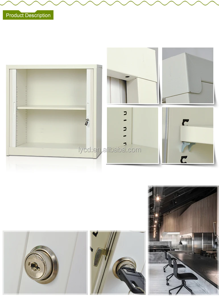 Office 2 Sliding Steel Metal File Storage Roll-up Door Cabinet Steel ...