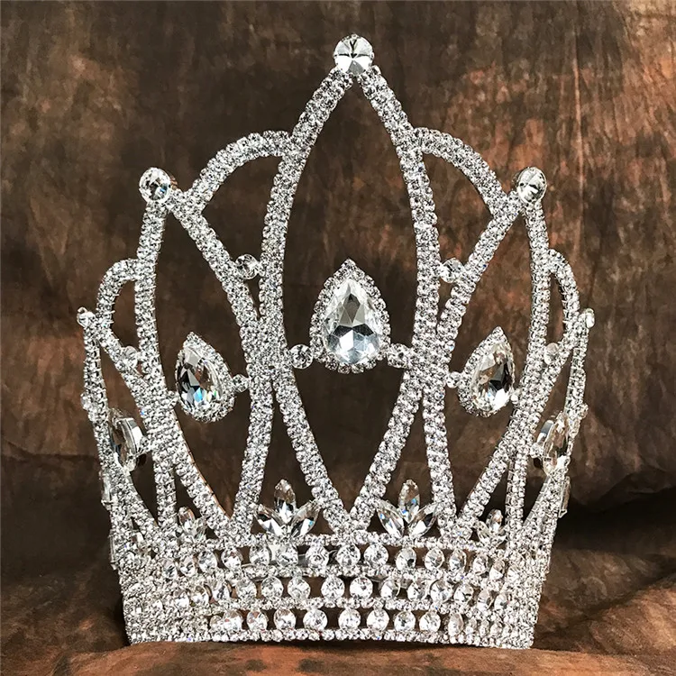 8 inch Custom Crown clear Rhinestone Pageant Crowns Crystal adjust ...