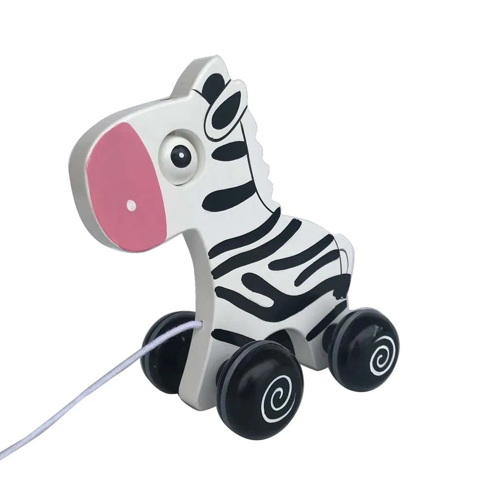 Top Sale Certificated Funny Animal Zebra Pull Along Toy