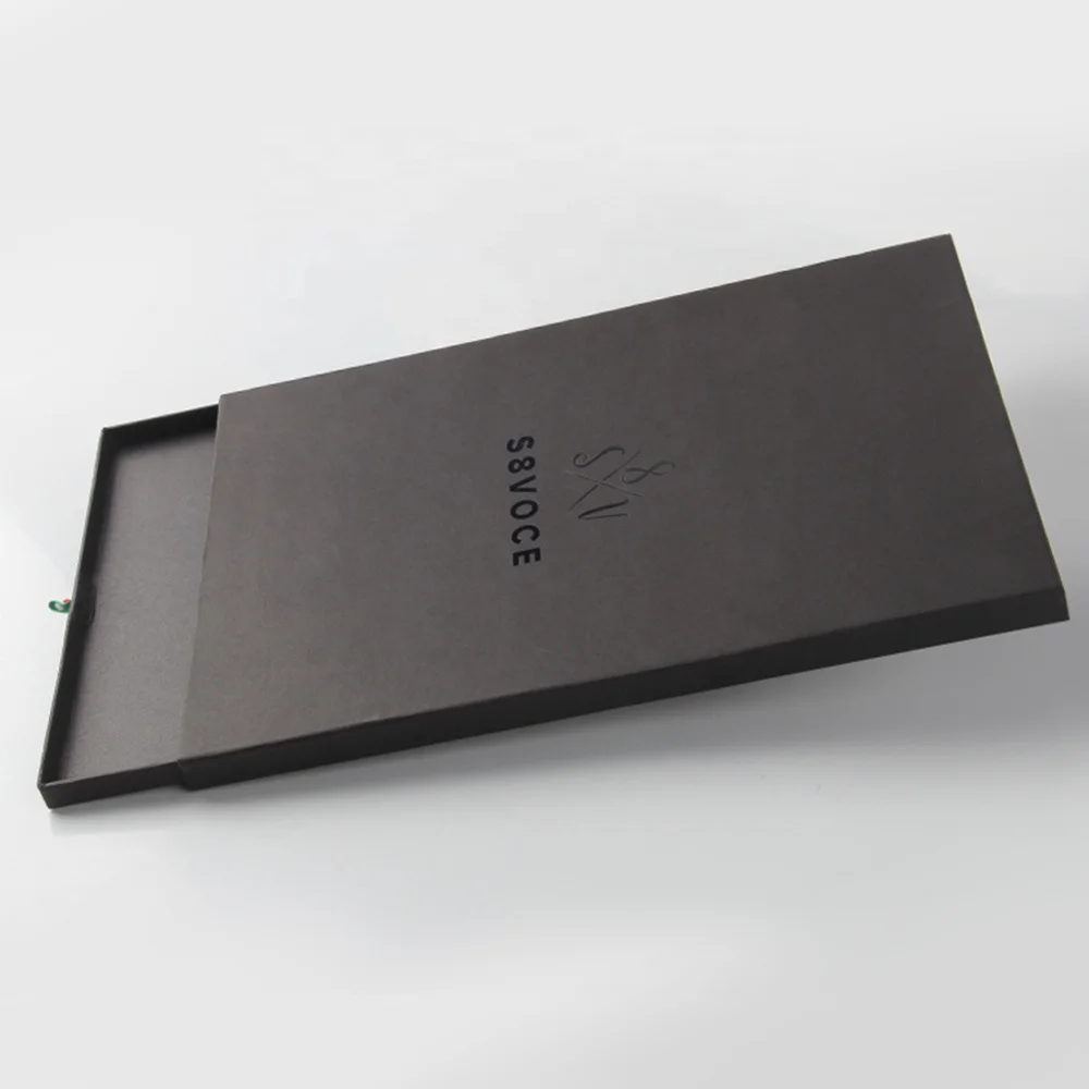 Eco Paper Box Luxury Black Drawer Box Packaging Custom Tshirt Box