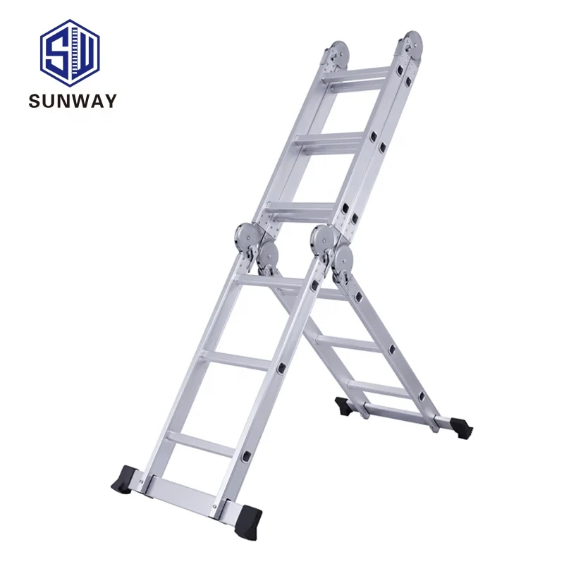 SUNWAY Aluminium Folding Ladder of Small Hinge 4X2 Multi-Purpose Ladder ...