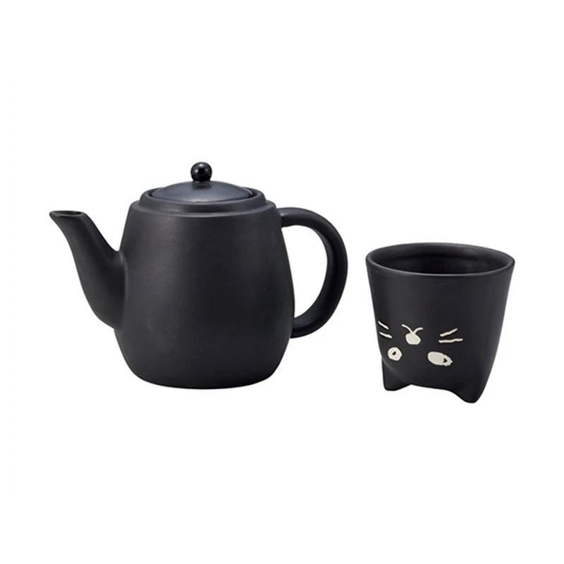 Japan Black Cat Ceramic Tea Pot and Tea Cup - Lovely Set