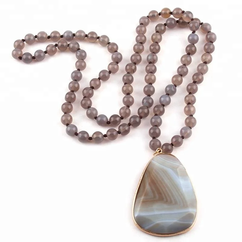 Women Bohemian Tribal Jewelry 8mm Natural Precious Stone Necklace ...