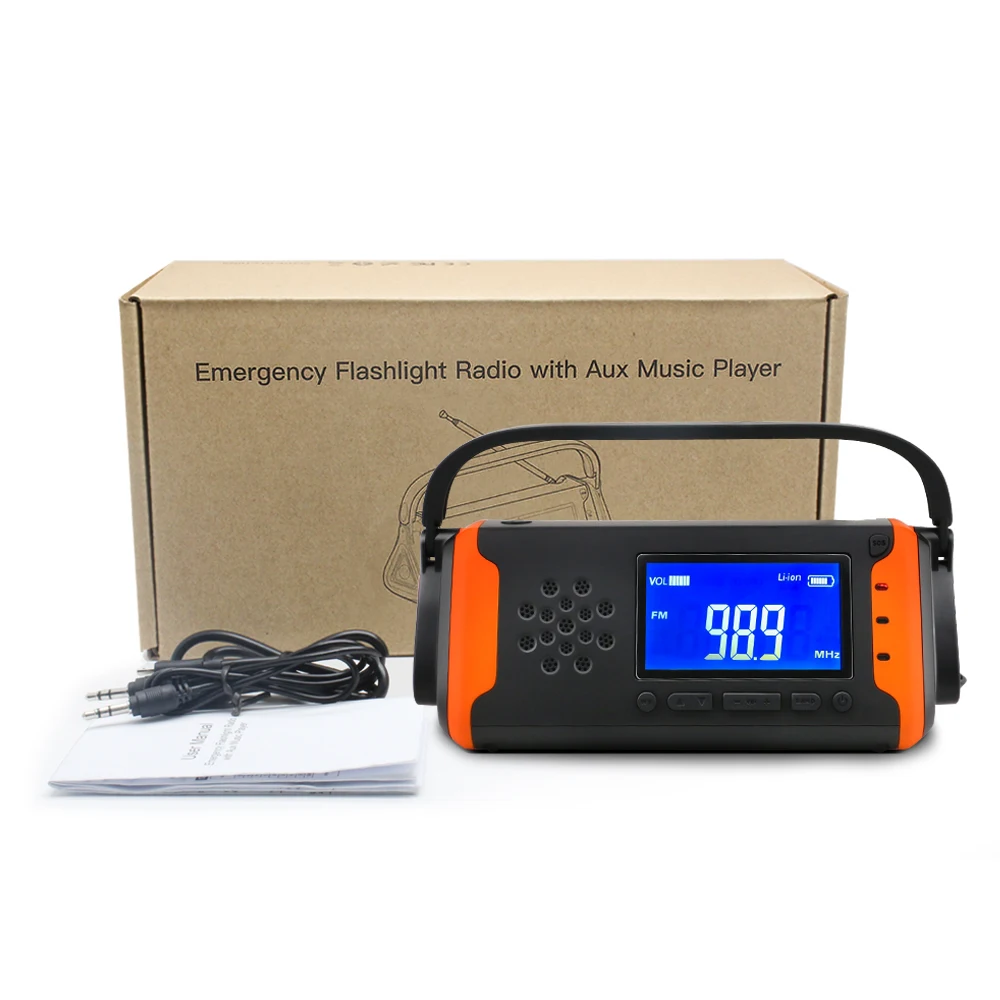 Outdoor Portable Fm Dab Radio Camping Tools Survival Dynamo Flashlight ...