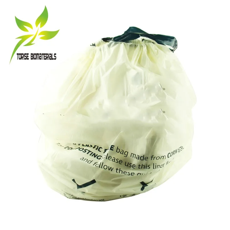 Full Biodegradable Garbage Bin Bags Customized 100% Compostable Cornstarch Based Garbage Trash ...