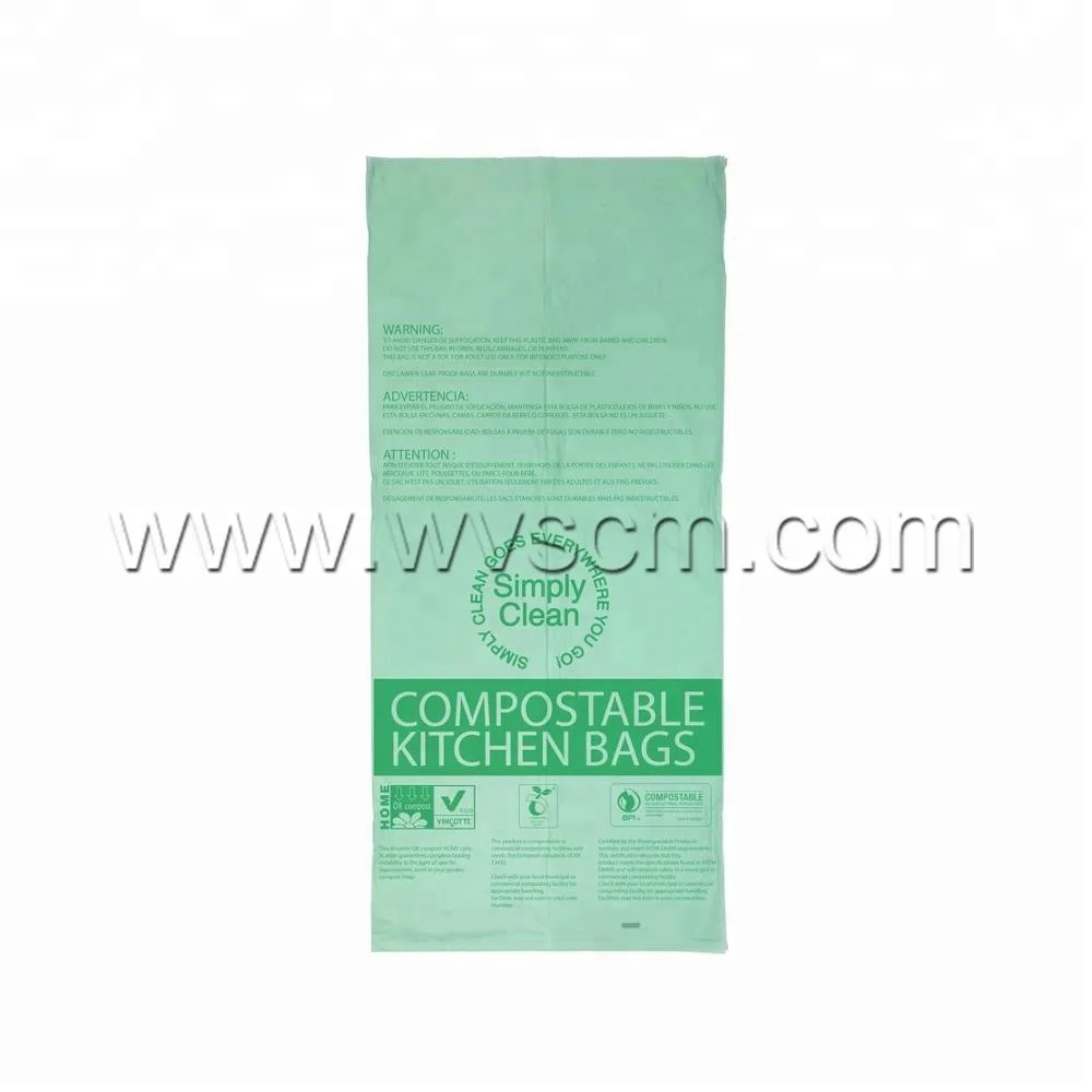 Certified Custom Pla 100% Biodegradable Compostable Cornstarch Plastic Trash Bags Green ...