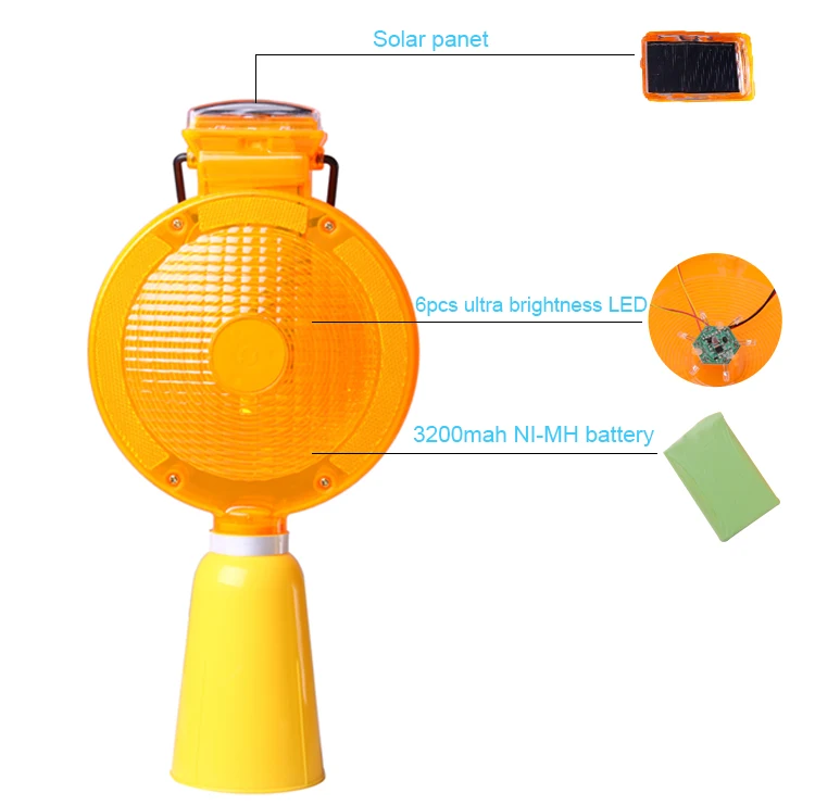 Barricade Solar LED Beacon Light Waterproof Blinking Amber LED Strobe ...
