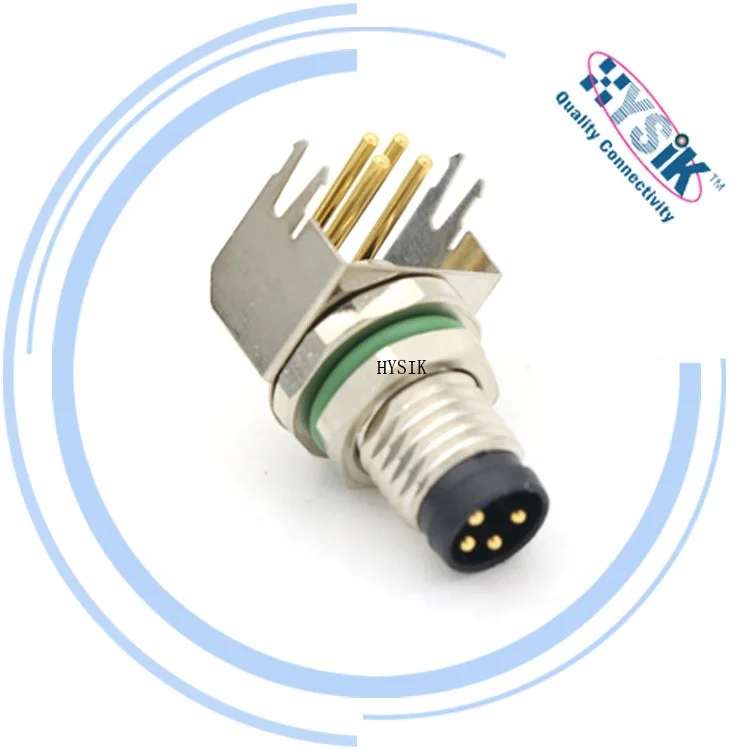 Hysik Male Female Waterproof M8 Connector 90 Degree Front Lock Pcb ...