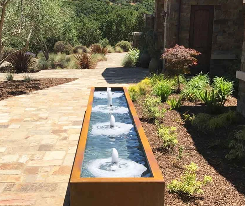 Square Water Fountain for Garden Feature - Corten Steel
