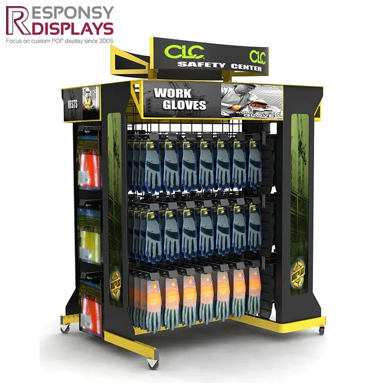 Customized Free-standing Floor Metal Apparel Glove POP Display Rack ...