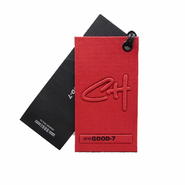 Thick Black Cardboard Embossed Swing Tag Clothing Garment Tags for Clothes