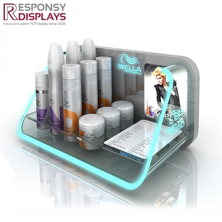 Acrylic Hair Product Display Rack Countertop Stand with Light Strip ...