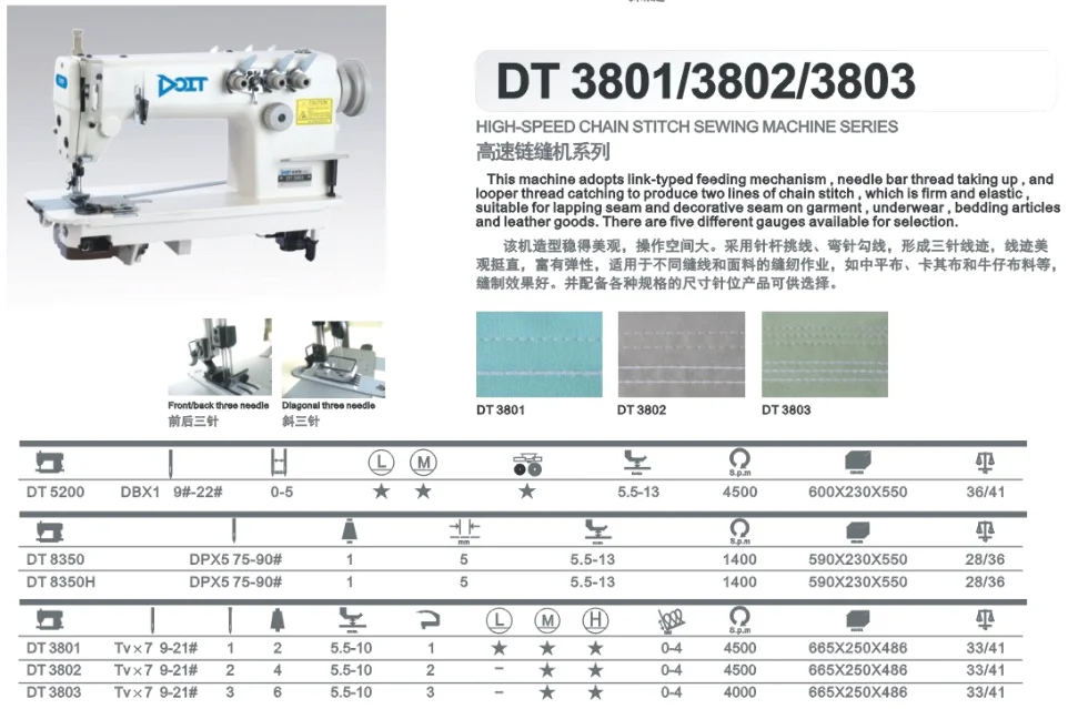 DT3800 DOIT Industrial Sewing Machine - High-Speed Chain Stitch