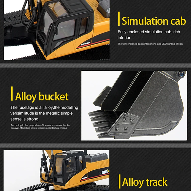 Hot HUINA 1580 580 1:14 23CH RC Excavator Metal Huina RC Truck