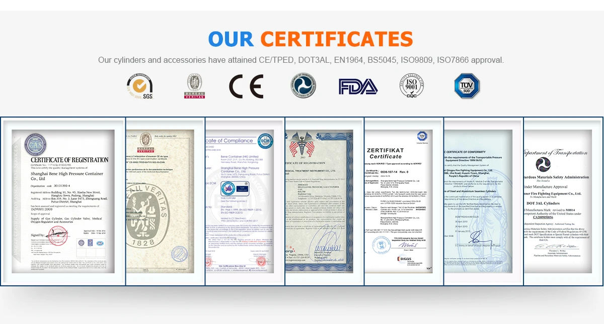DOT/TC Approved Medical Oxygen Cylinders for U.S.A & Canada