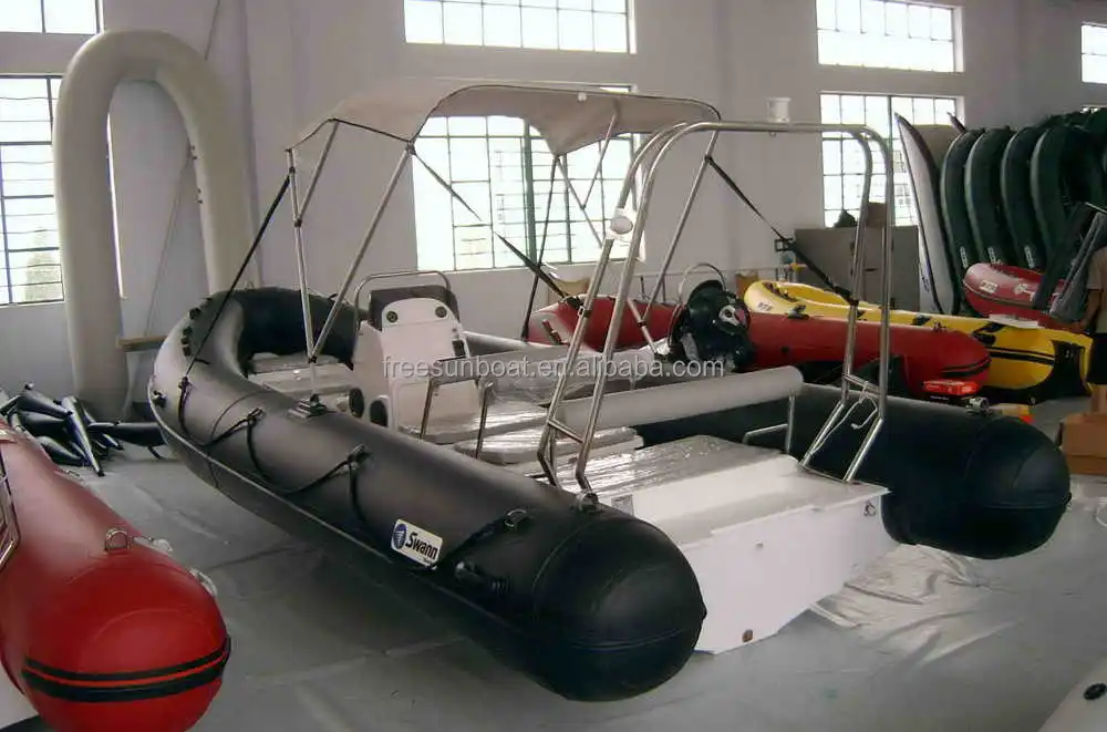 12.8ft 5 People RIB390 Deep V Fiberglass Hull PVC/Hypalon Tube Fishing ...