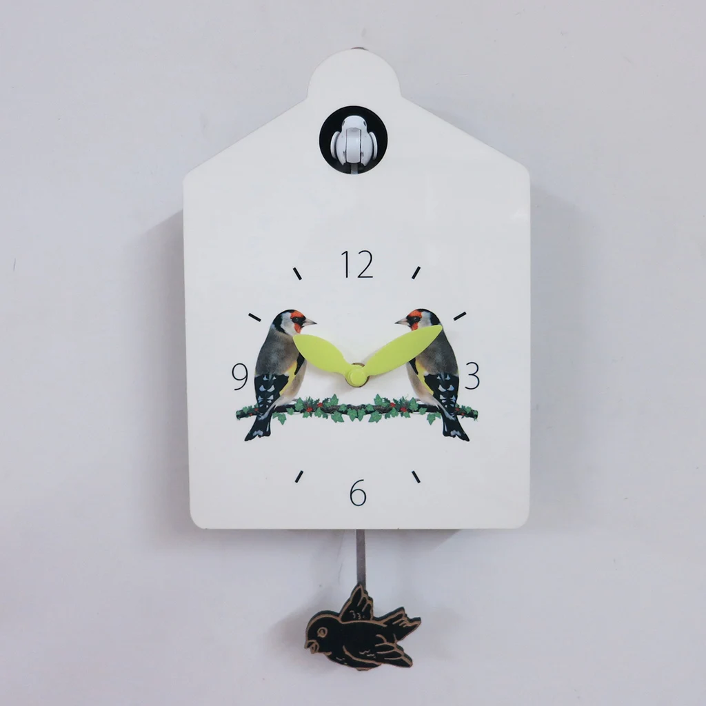 White Color Wood House Wall Clock Cuckoo Bird Hourly Chime Swing Wooden ...