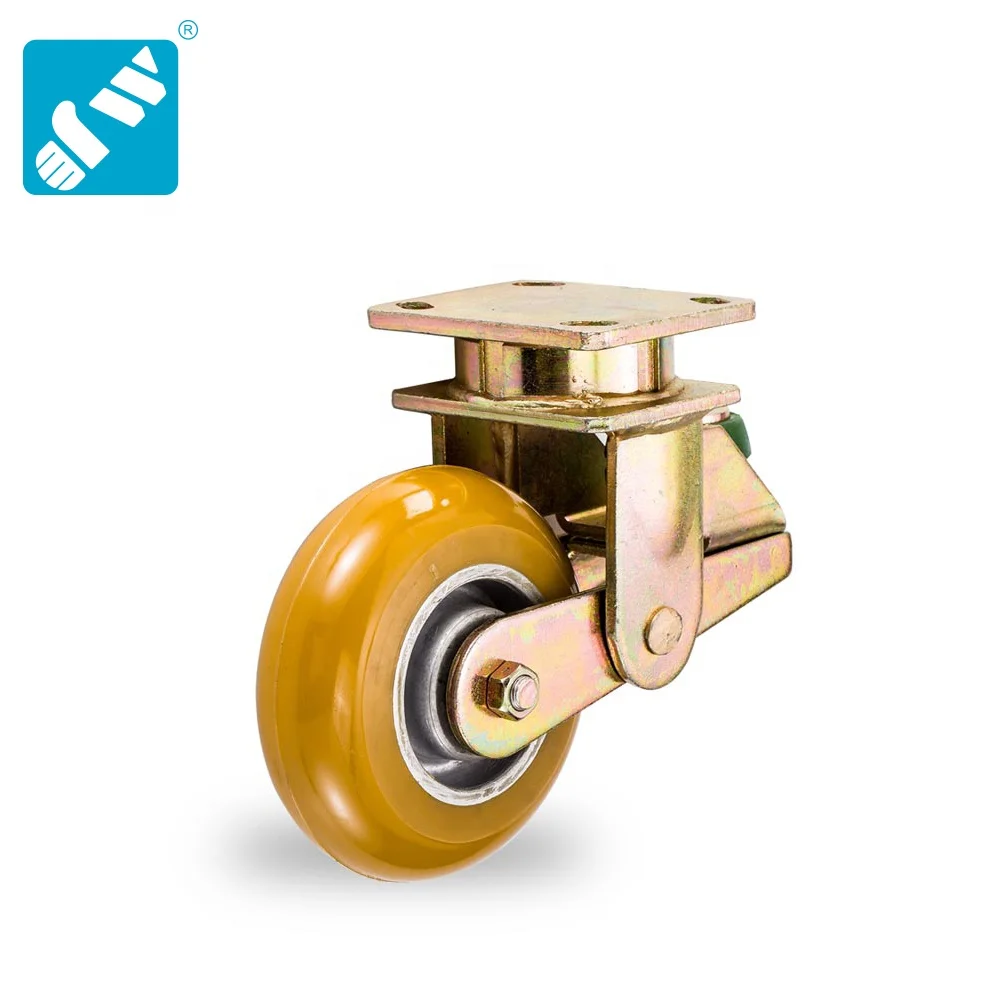 Extra Heavy Duty Swivel Spring Loaded Caster 6/8 Inch Yellow PU on ...