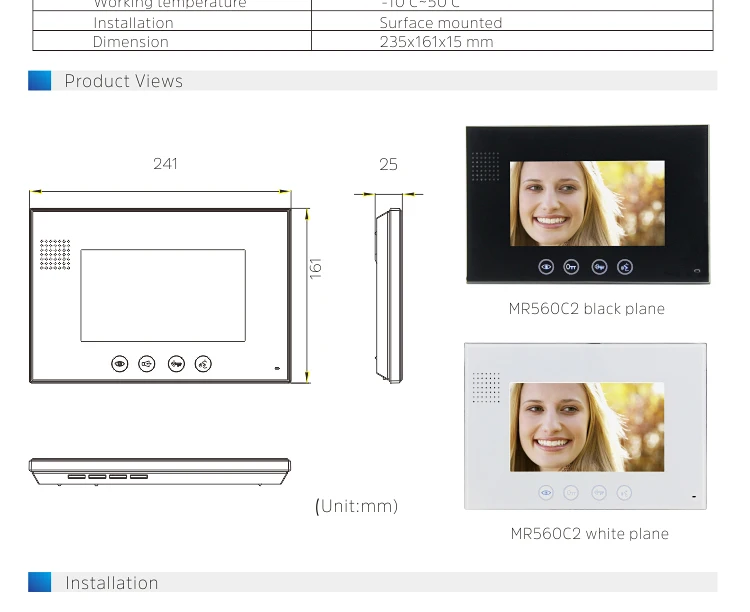 Intercom 2 Wire Video Door Phone For Villa Waterproof Doorbell Button ...