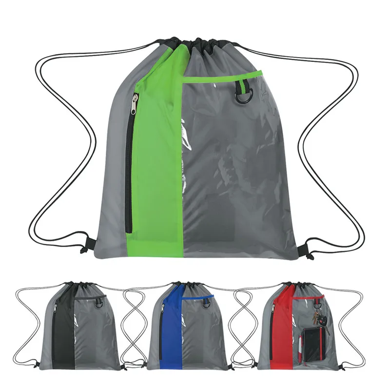 Four Colors Option Sports Pack With Clear Pocket 210d Polyester And Pvc ...