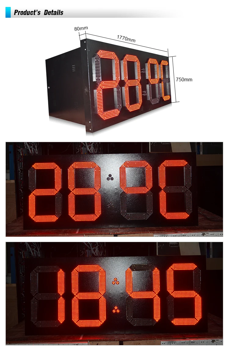 Outdoor Wall Mounted Large Led Digital Clock Billboard Led Clock ...