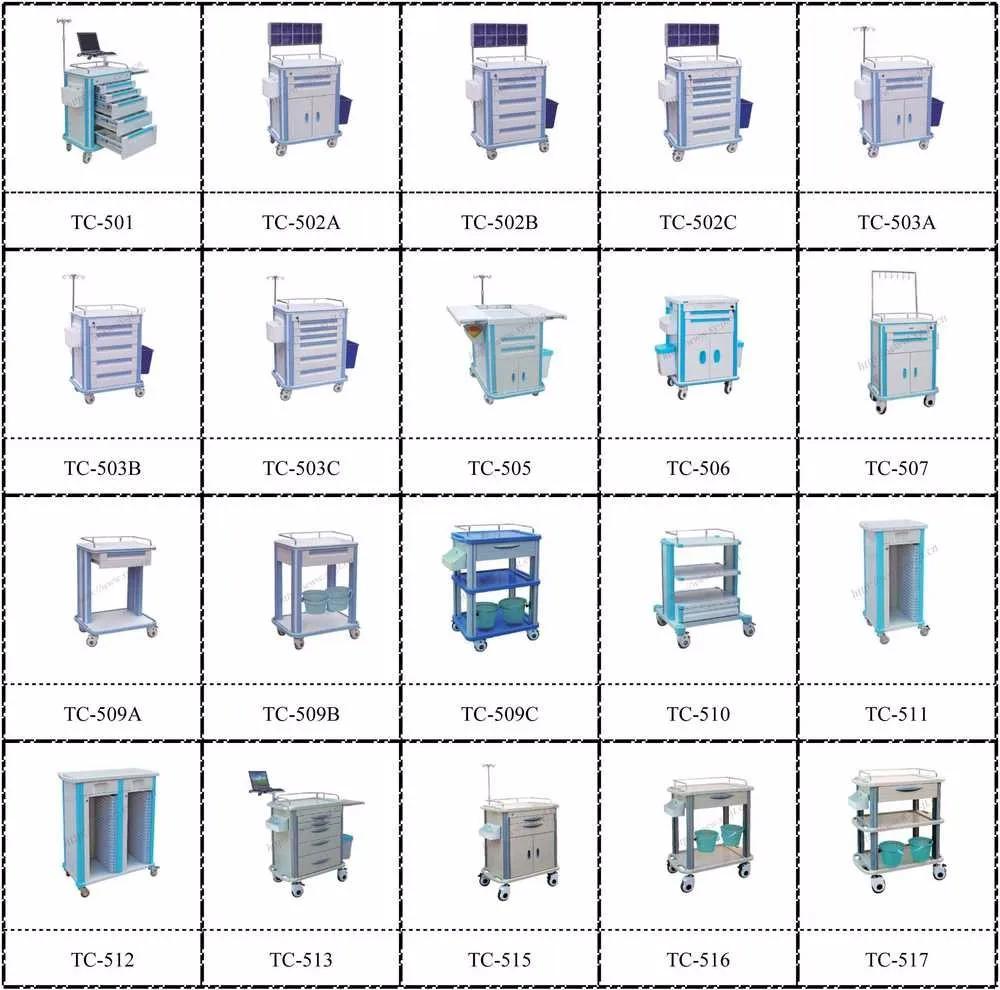 Modern ABS Hospital One-Side Tray Anesthesia Emergency Cart Treatment ...