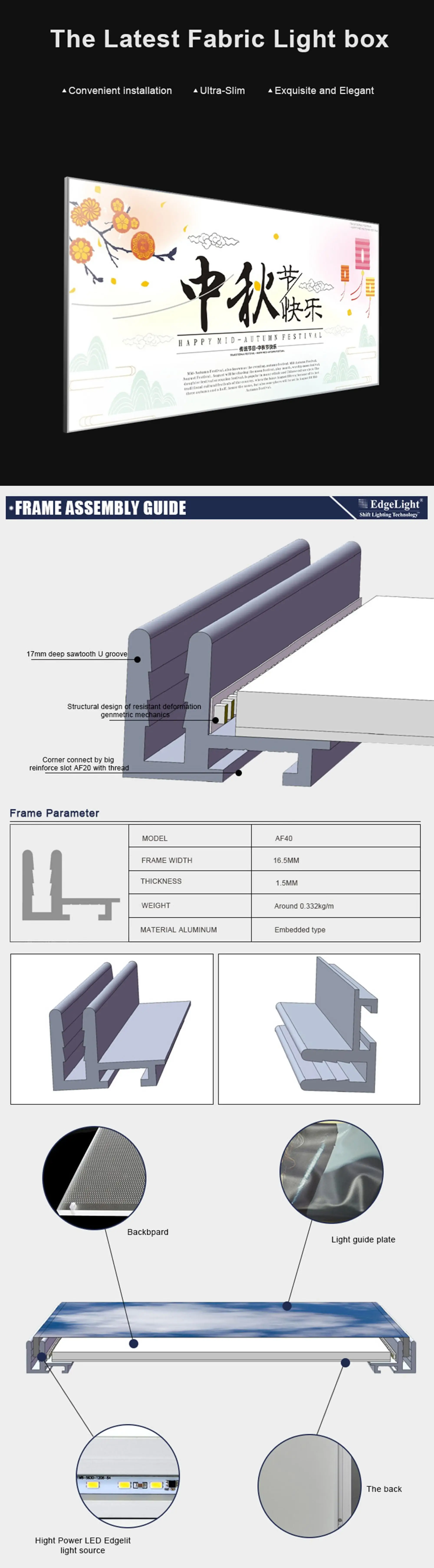 LED Lighted Box Frameless Profile Display for Advertising Exhibition ...