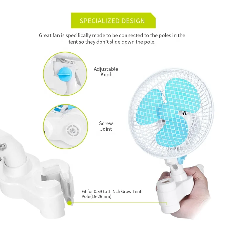 Sinowell 6 Inch Oscillating Clip Fan with 2-Speed Control