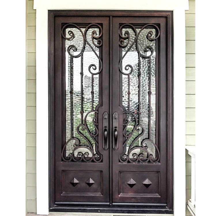 Double Entry Wrought Iron Patio Doors - Durable & Stylish
