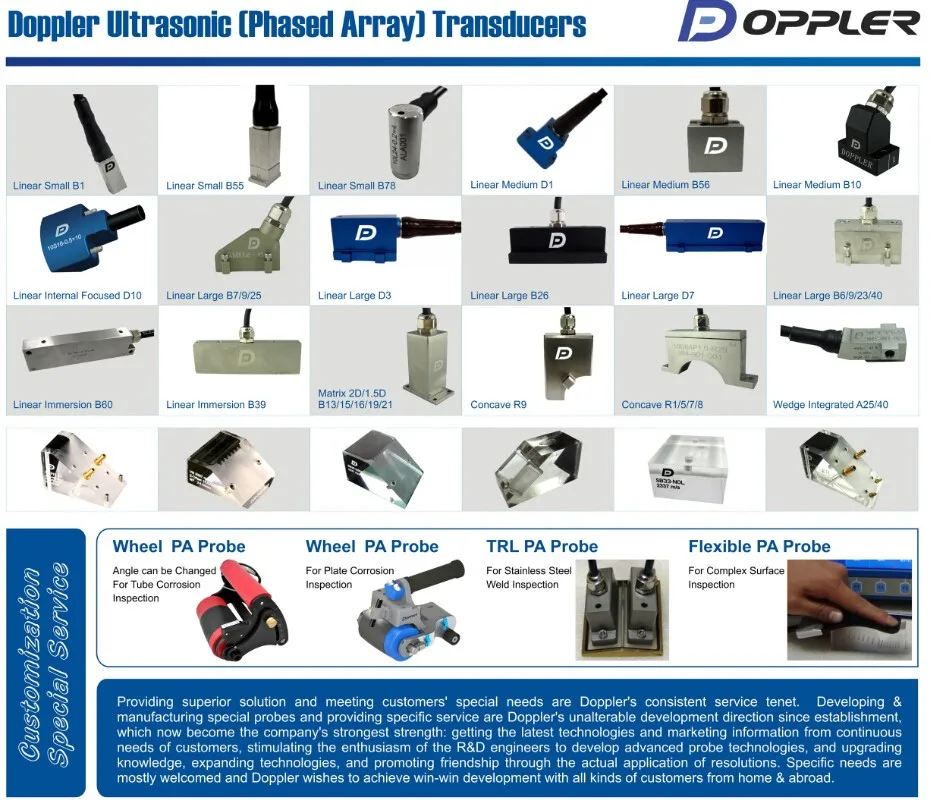 Doppler DLA/DMA Dual Linear/matrix Phased Array Transducer for NDT ...
