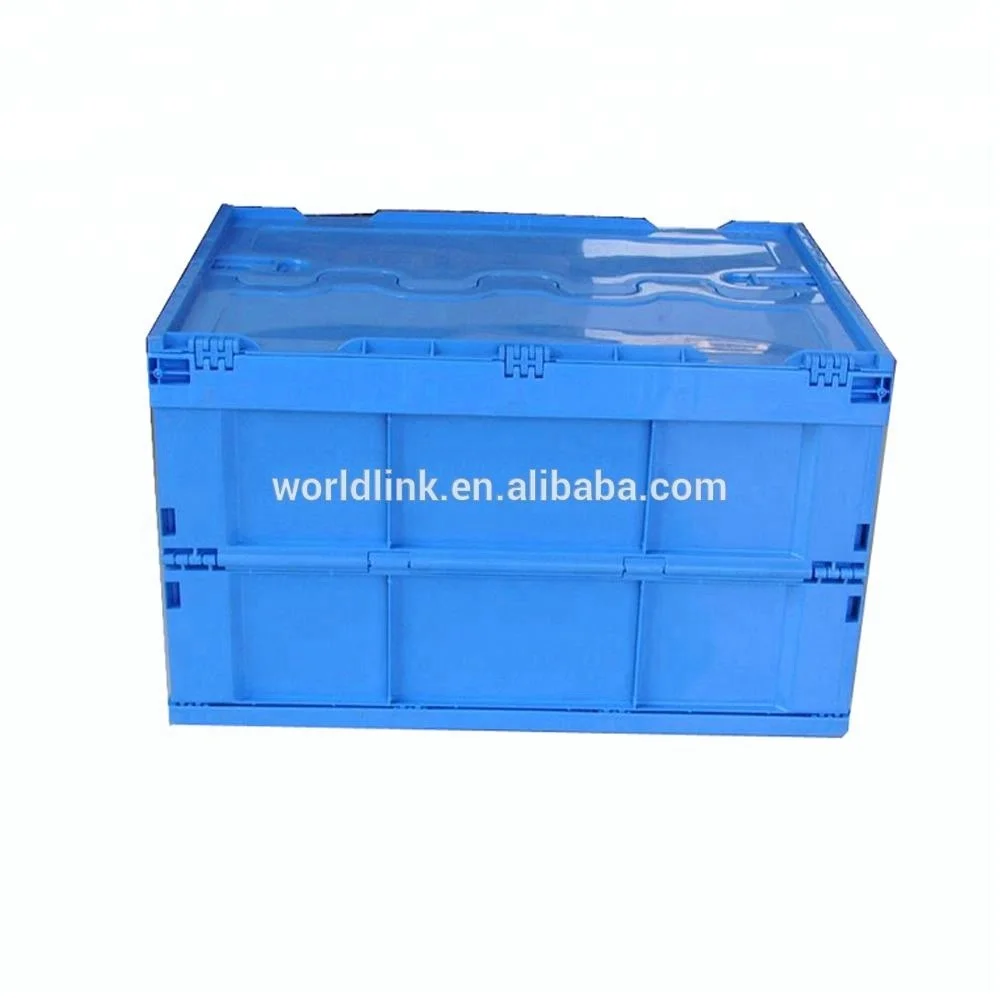 Security Attach Lid Stackable Storage Plastic Folding Collapsible Boxes ...