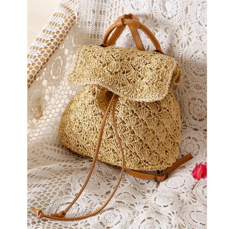 Handmade Straw French Basket Backpack - Unisex Clutch Bag