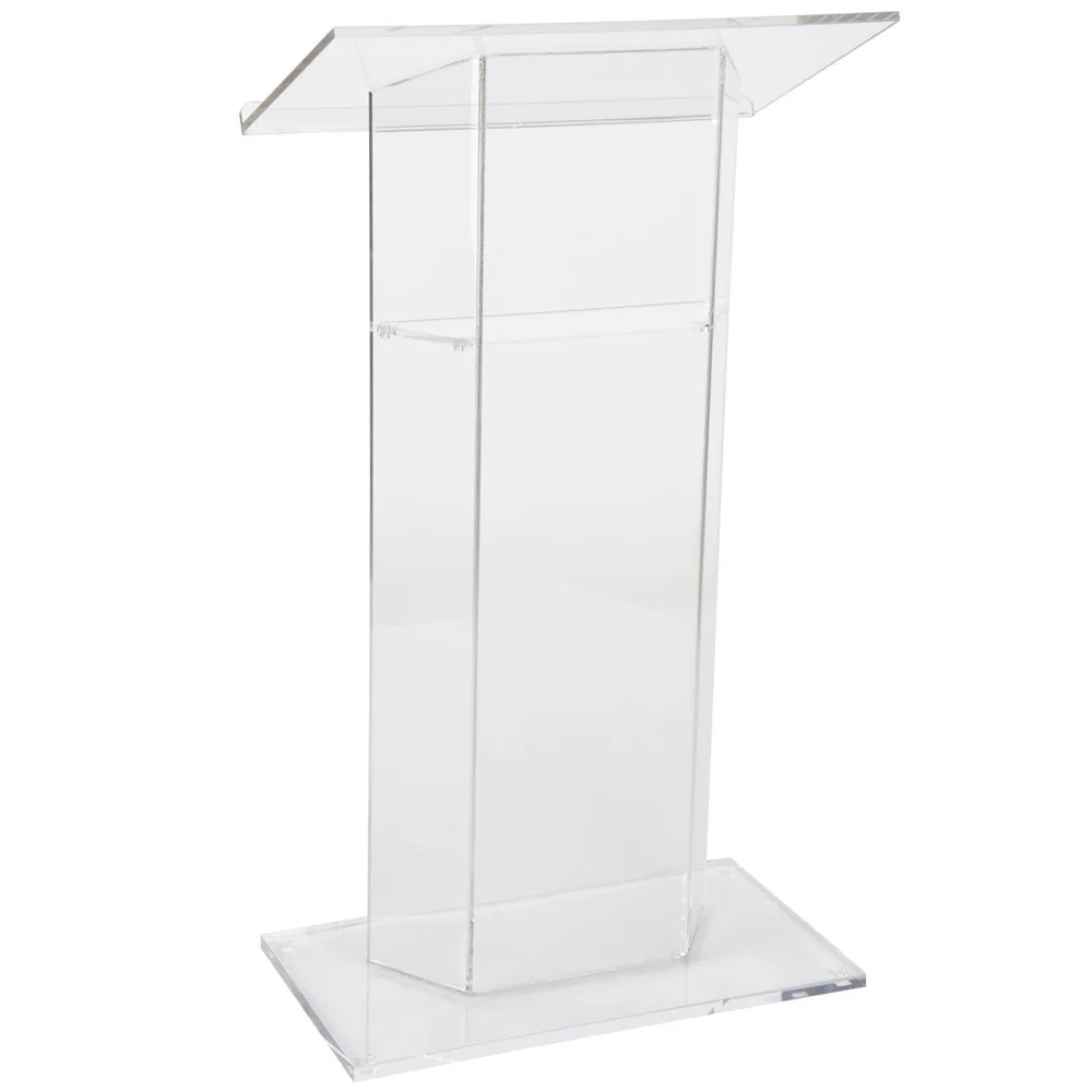 Thick Acrylic Podium Stand Clear Church Pulpit Lectern With Inner Shelf ...