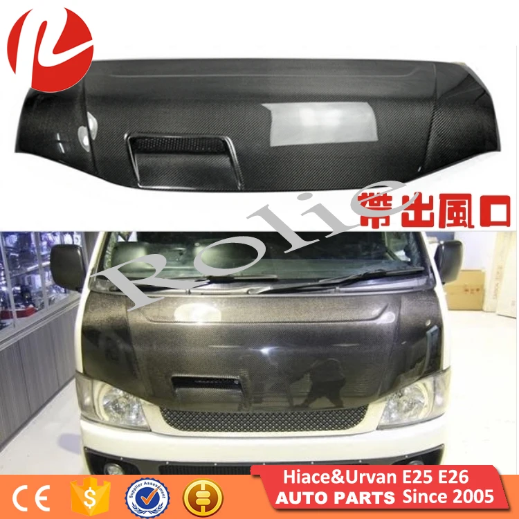Hiace KDH200 Engine Hood Bonnet - Glass Fiber & Carbon Fiber