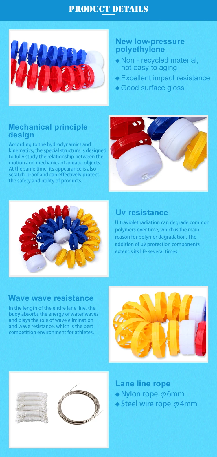 Anti-wave Swimming Pool Lane Ropes - Customizable Float Lines