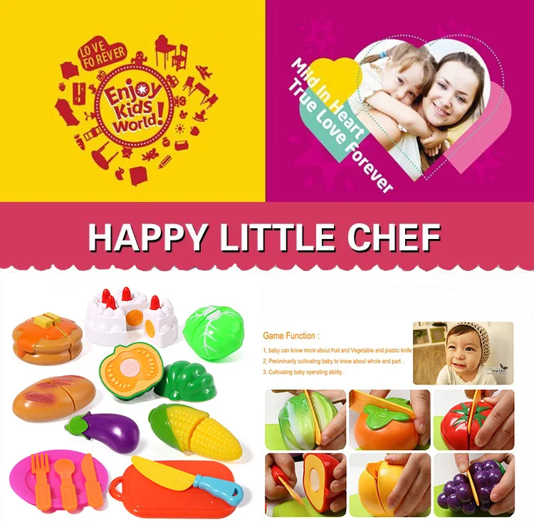 Cutting Play Pretend Food Set - Cuttable Fruits & Vegetables Kitchen ...