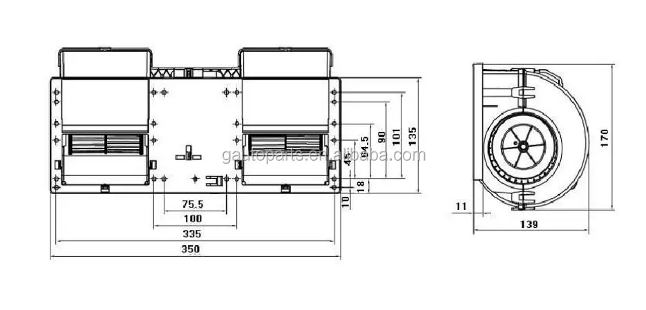 Dual Radial Brushless Blower 12V 24V air Conditioning Blowers EBM ...