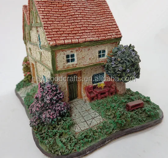 Polyresin Folk Art Miniature Cottage Thatched House Figurine For Home ...