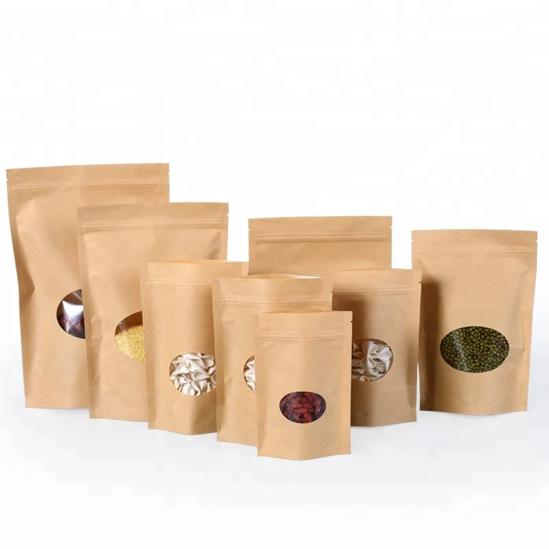 Custom Biodegradable Kraft Stand Up Pouch Food Bag With Zip Lock For ...