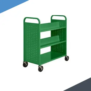 Double Sided Steel Book Trolley For School Library Book Cart With ...