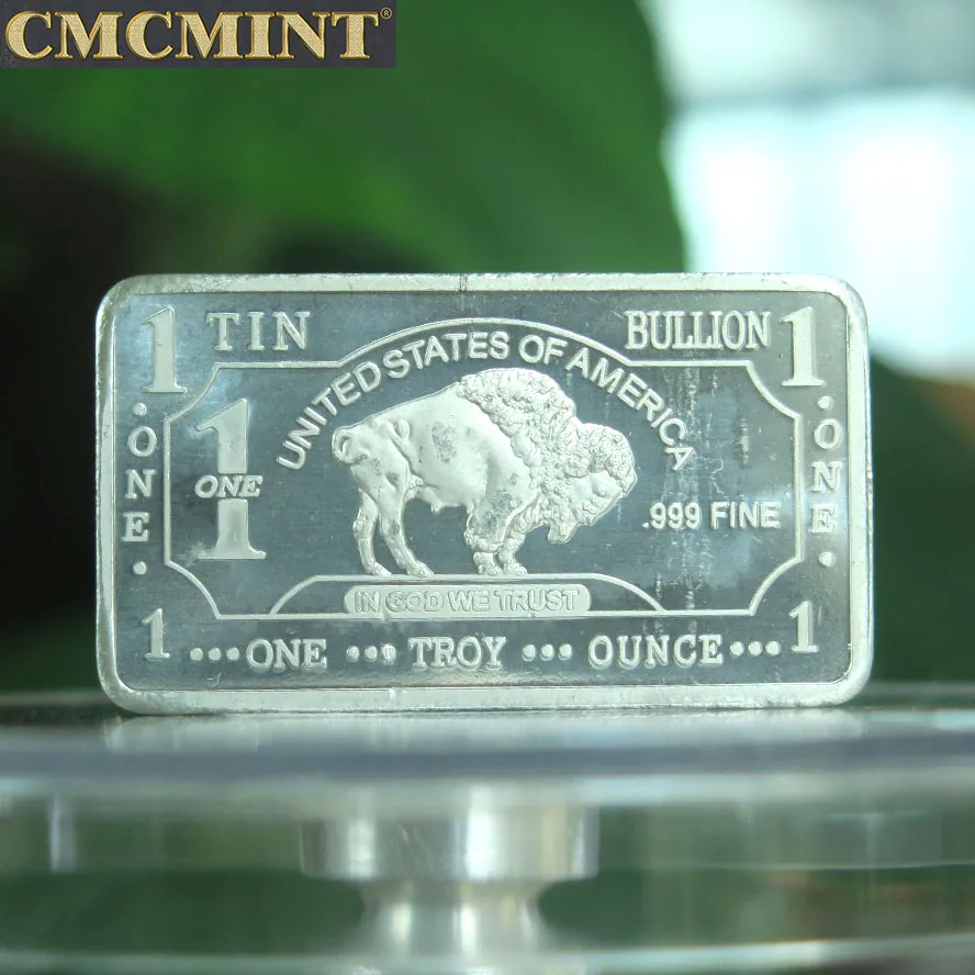 999 Fine Metal Tin Buffalo Bullion Bars Rectangle Coin - 1 Oz - Oem/odm