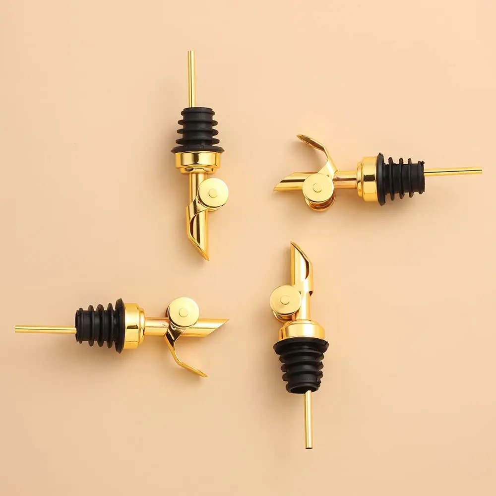 Gold Silver Pour Spouts for Bottles - Weighted Stainless Steel