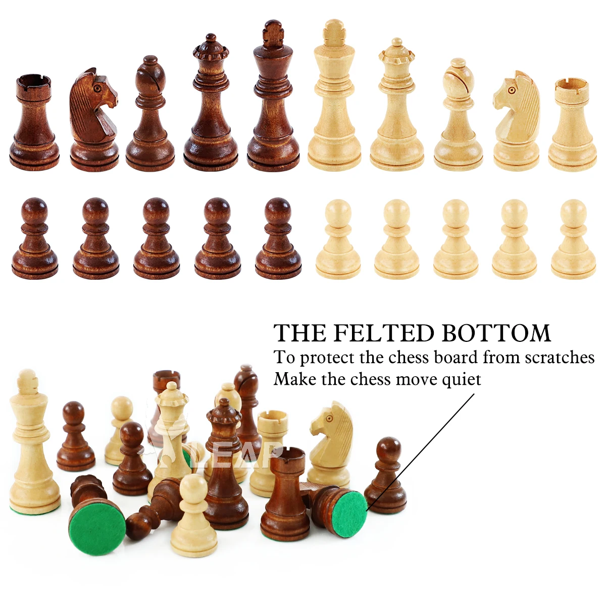 Leap Tournament Wooden Staunton Style 3.75 Inch Weighted Chess Pieces ...