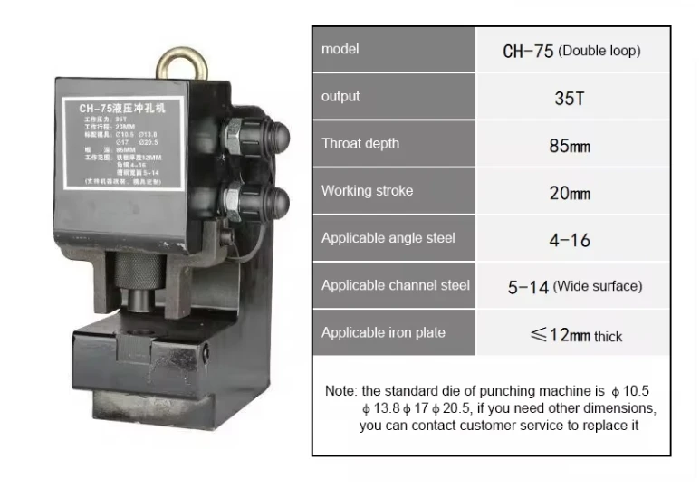 CH-75 Hydraulic U-Channel Hole Puncher Machine for Steel - Heavy-Duty ...