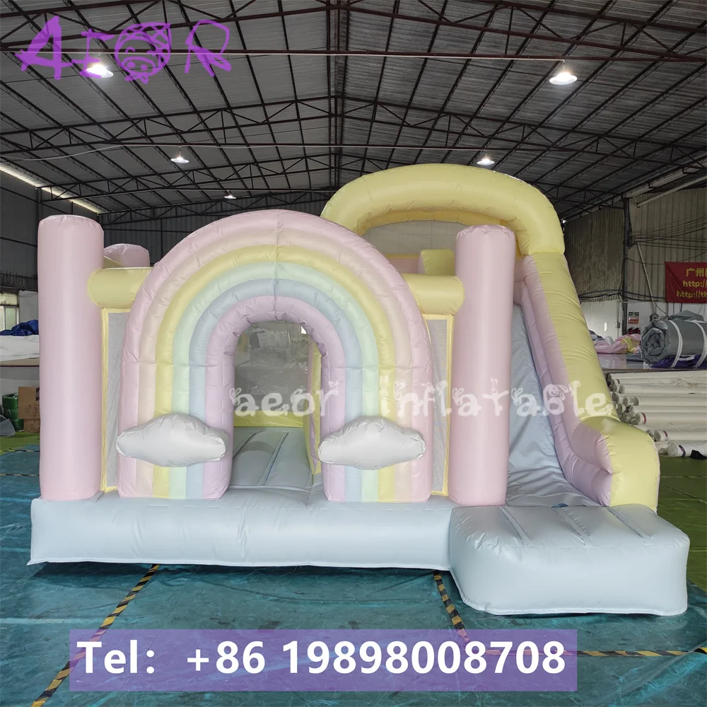 Commercial Outdoor Event Inflatable Rainbow Bounce House With Slide ...