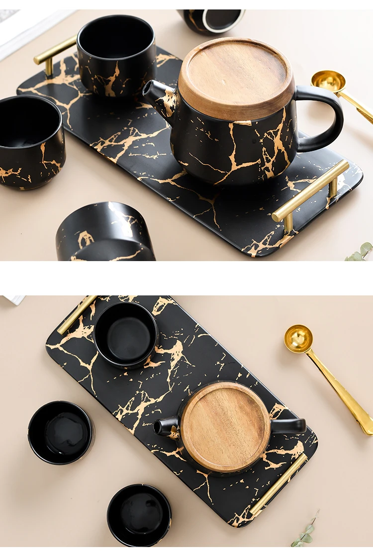 Luxury Modern Teapot 4 Piece Tea Cups Porcelain Coffee Tea Cup Sets ...