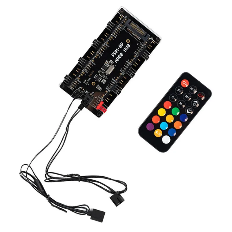 PWM & ARGB LED Controller Hub 8 Ports 12V 4Pin Fan & 5V 3Pin AURA ...