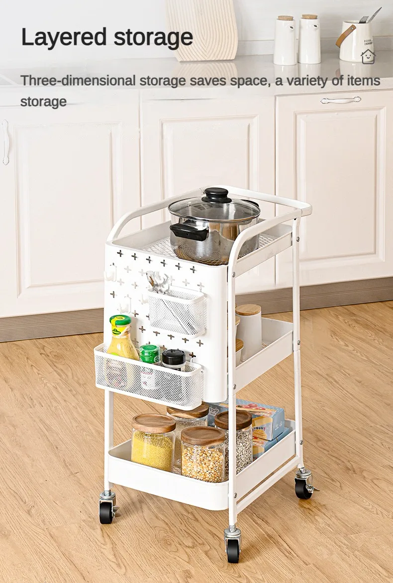 Creative Cavity Board Storage Rack Trolley Kitchen Bathroom Steel Multi ...