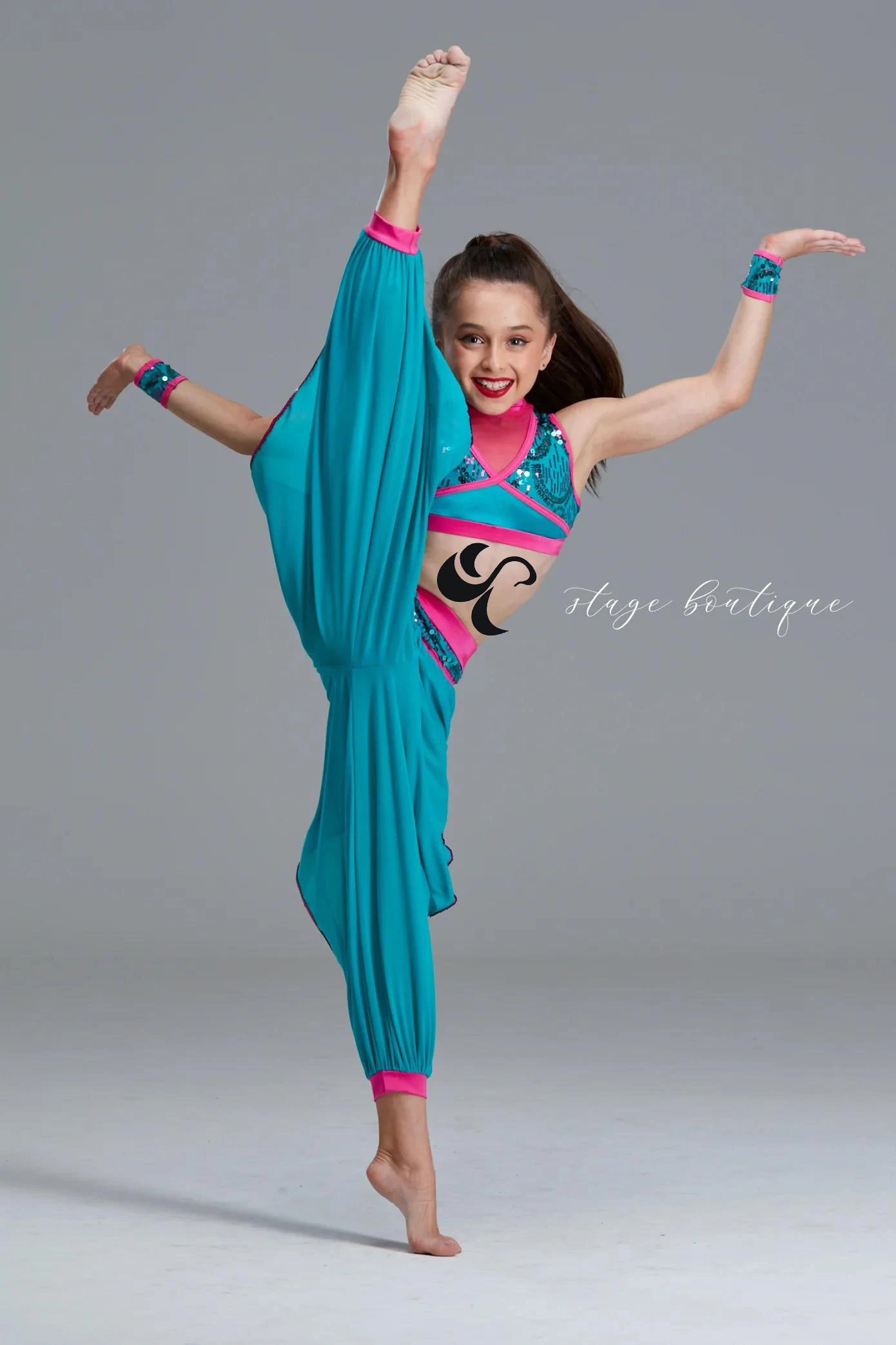 Stage Boutique Sequin Fabric Lycra Dance Wear Girls Long Pants Jazz ...