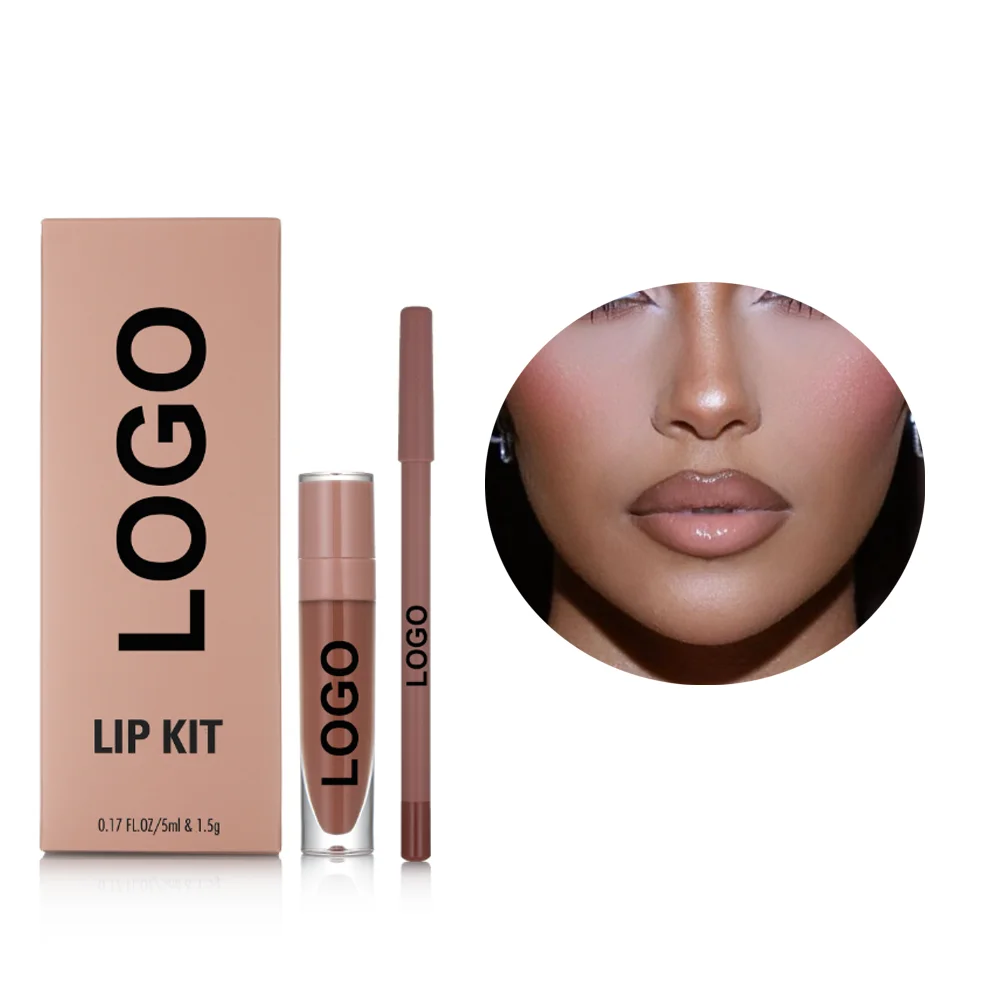 Oem Lip Gloss Lip Liner Set Creamy Vegan Brown Beige Lip Gloss Kits ...